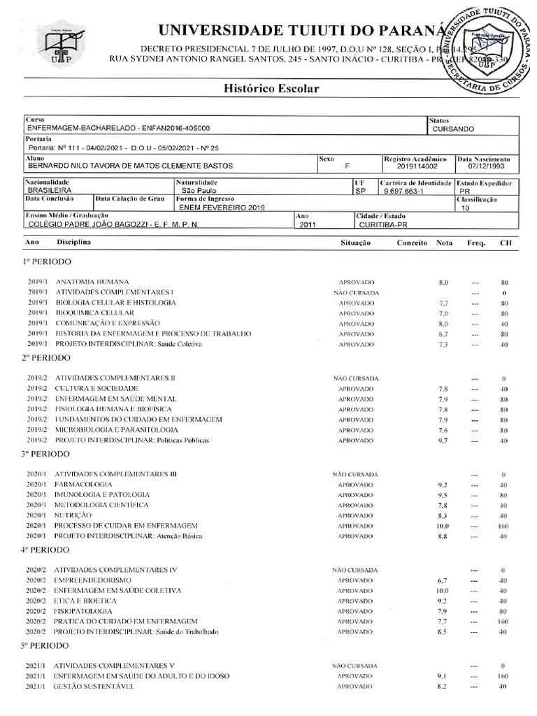 Histórico Bernardo | PDF