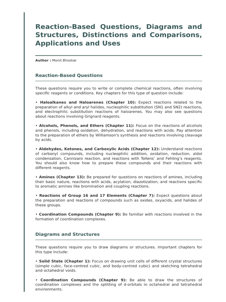 Chemistry Reaction Questions Guide | PDF | Chemical Reactions | Ether