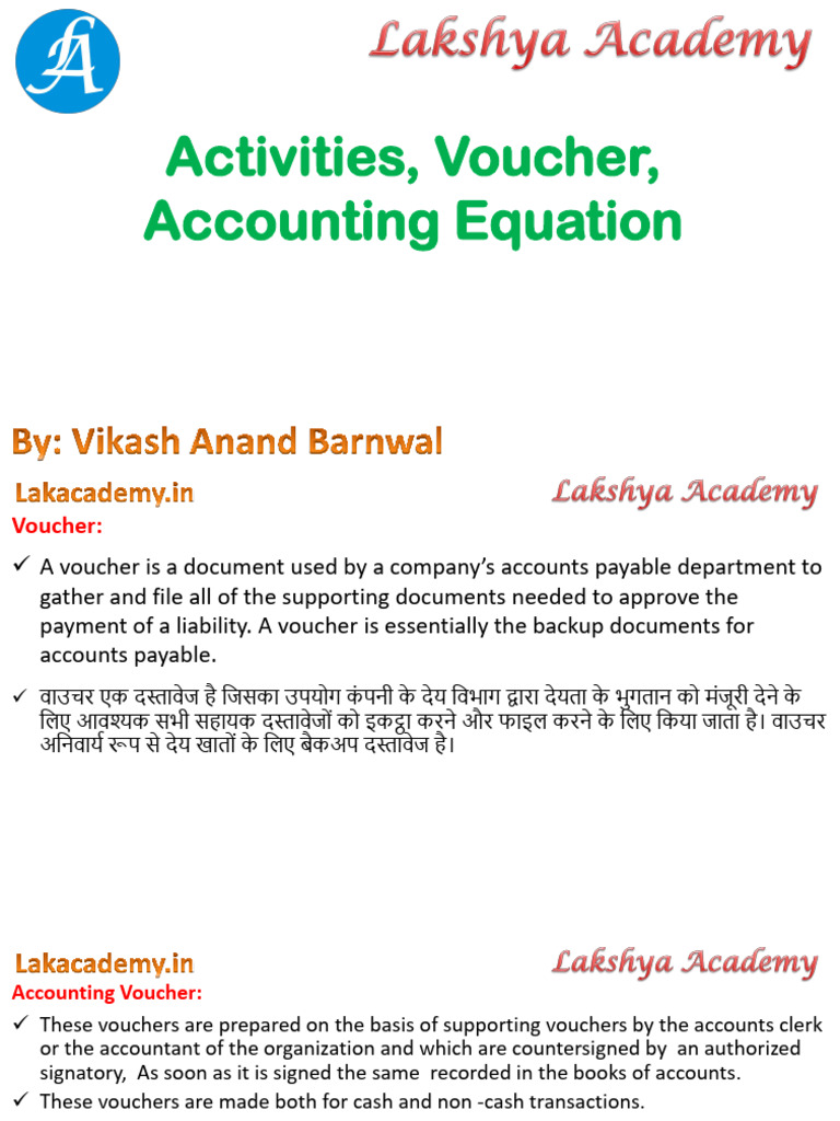 Activities, Voucher, Accounting Equation | PDF