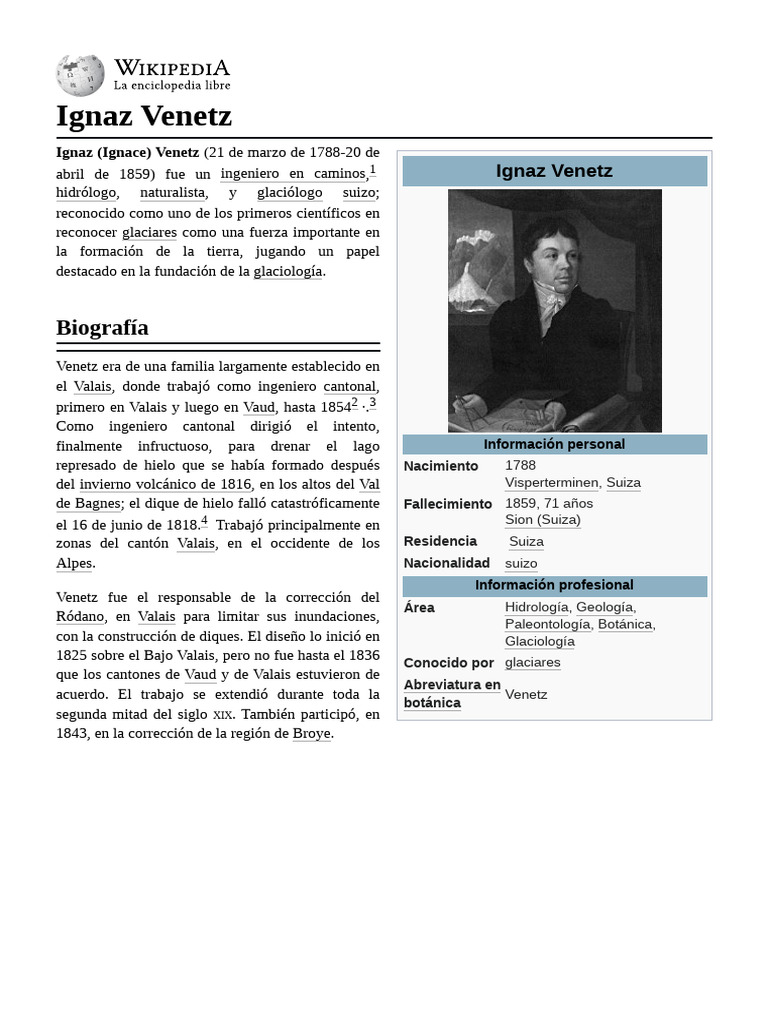 Ignaz Venetz | PDF | Ciencias de la Tierra | Geografía Física