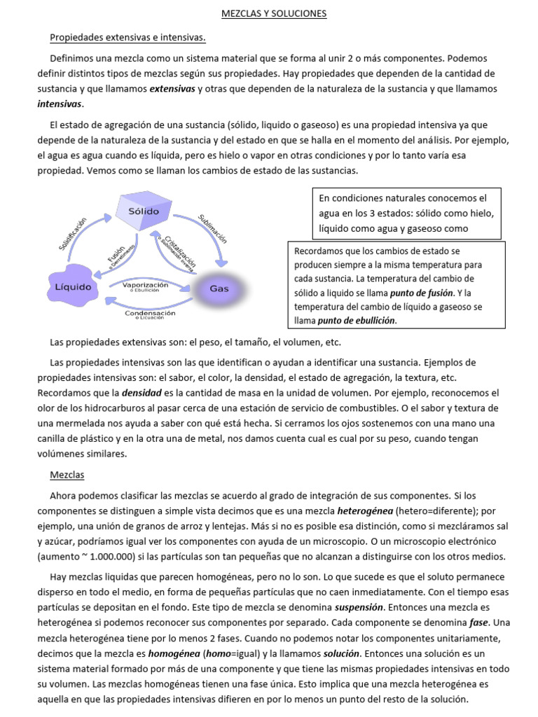 2.2) Mezclas y Soluciones | PDF | Solubilidad | Mezcla