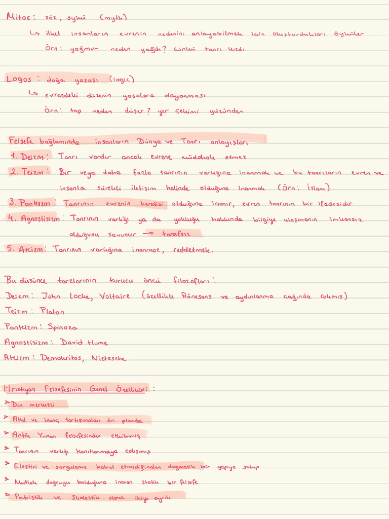 1. Donem 2. Sinav Felsefe Tekrari | PDF