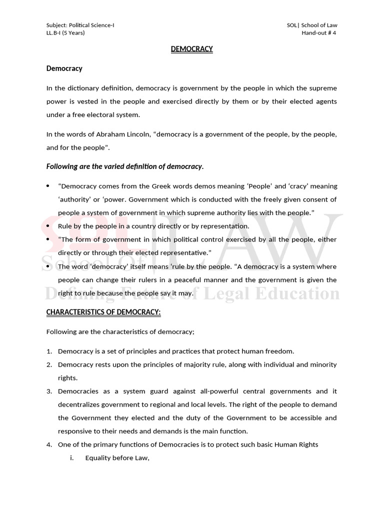 4. Democracy | PDF | Democracy | Political Ideologies