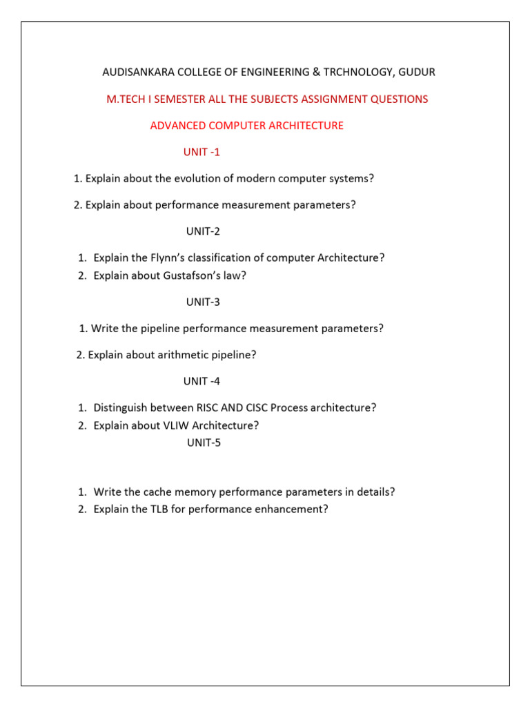 M.tech I Semester Assignment Questions (Ay 23-24) | PDF | Artificial ...