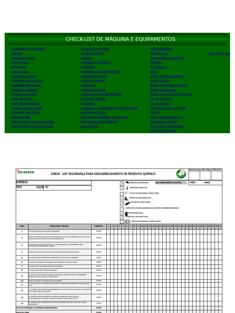 Check List Maquinas e Equipamentos | PDF | Capacete