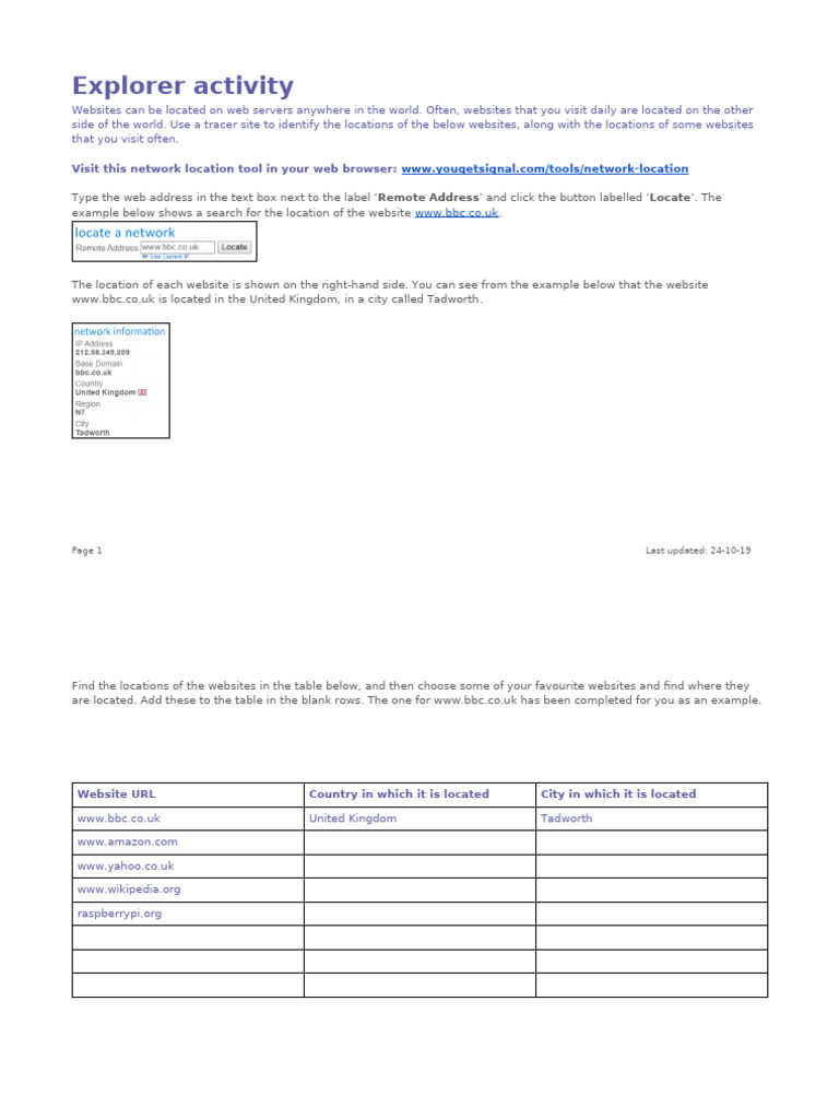 AP Worksheet - Explorer Activity Worksheet | PDF