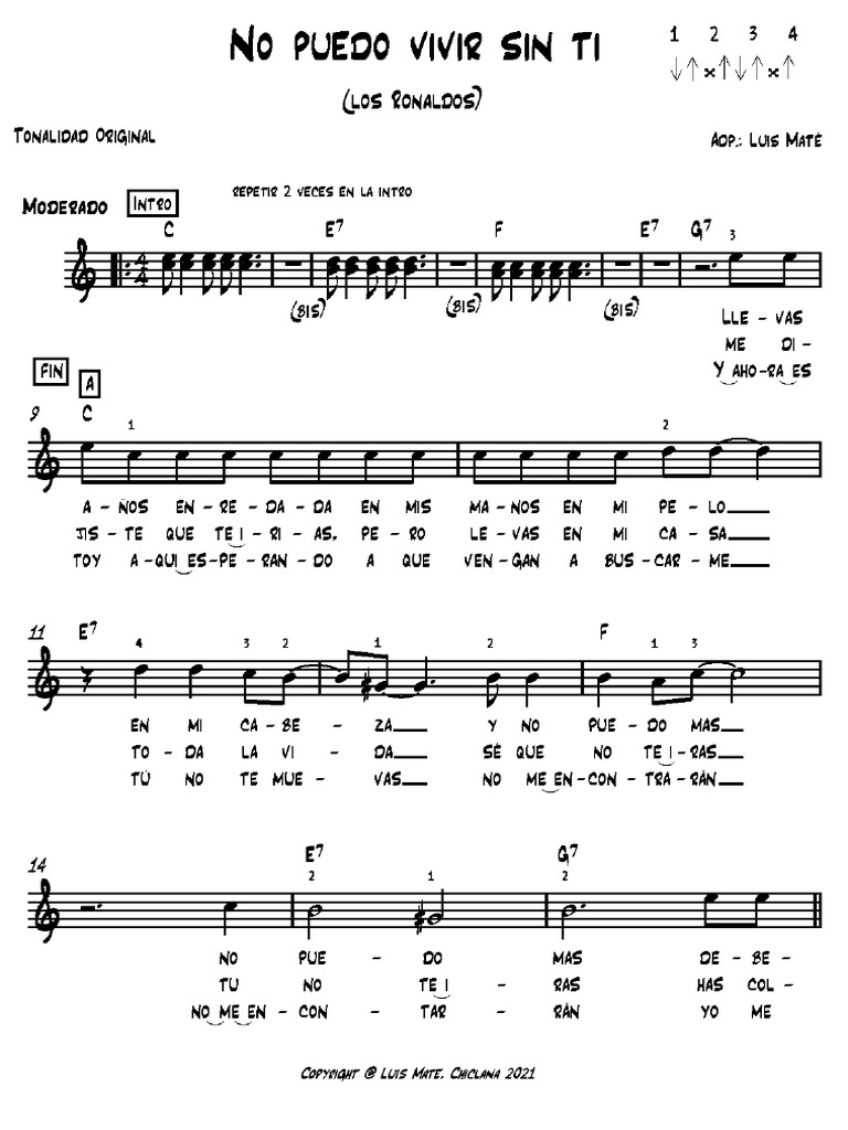 No Puedo Vivir Sin Ti Los Ronaldos | PDF