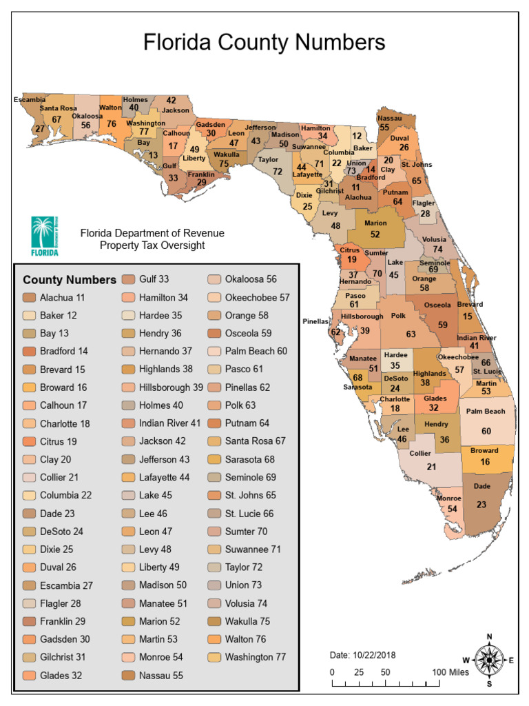 County Number Map | PDF | Florida | Atlantic Hurricanes