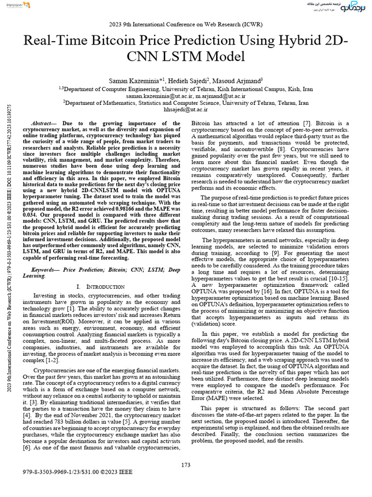 Real-Time Bitcoin Price Prediction Using Hybrid 2D-Cnn LSTM Model | PDF | Cryptocurrency ...