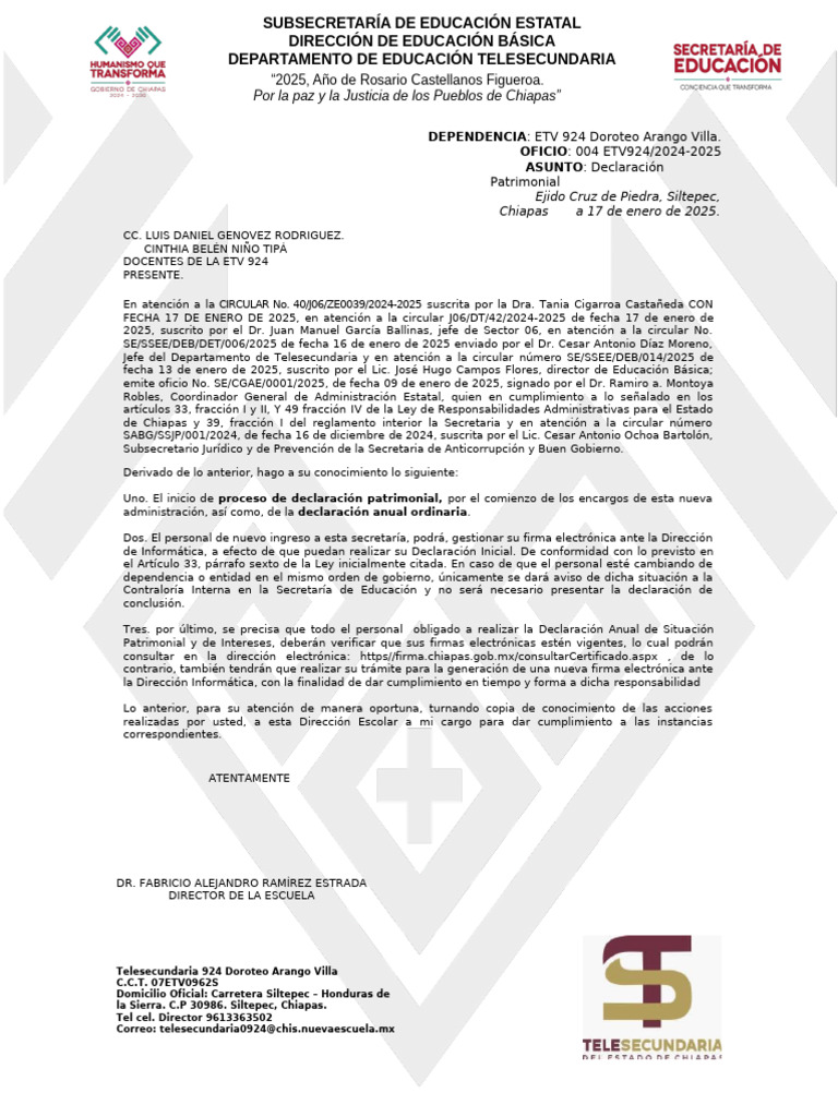 Formato Editado Direccion de Basica Depto Telesecundaria | PDF