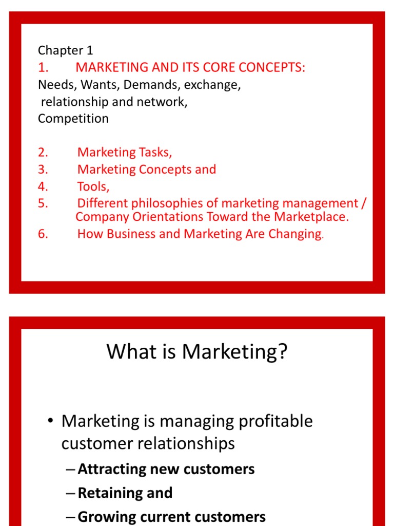 Core Concepts of Marketing Explained | PDF | Customer Relationship ...
