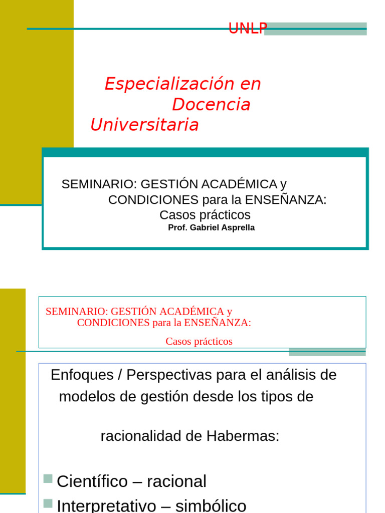 Seminario de Gestión. Marco Teórico UNLP | PDF | Enseñando | Realidad