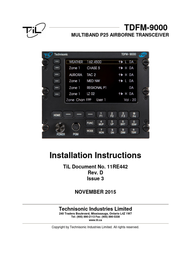 11RE442D3 TDFM 9000 Installation Instructions | PDF | Very High ...