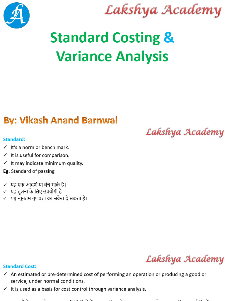Standard Costing Variance Analysis | PDF