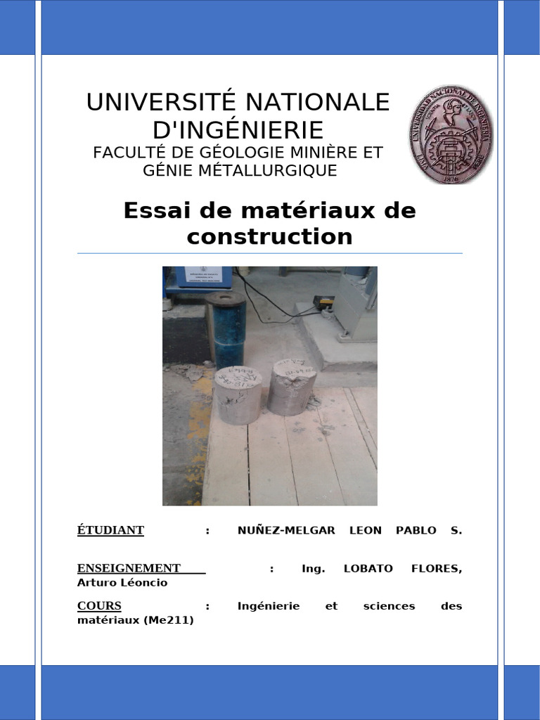 7° ESSAI DE MATÉRIAUX DE CONSTRUCTION | PDF | Ciment | Béton