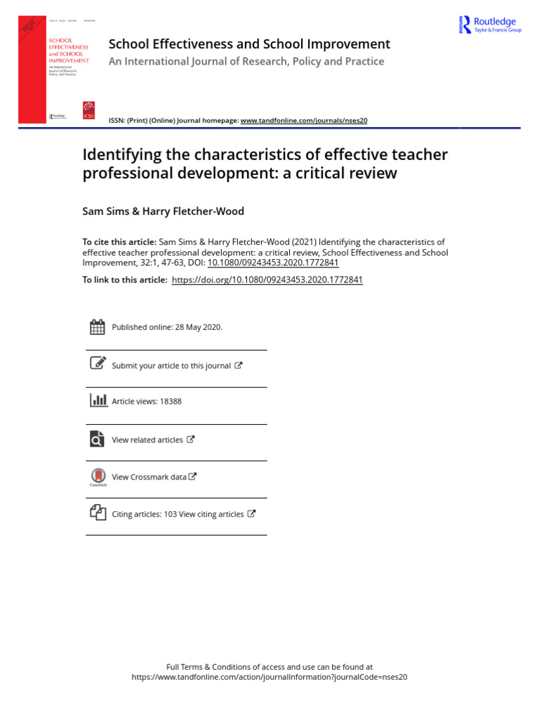 Effective Teacher PD Characteristics | PDF | Causality | Methodology