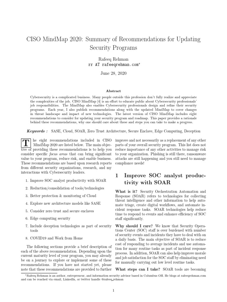 CISO Mindmap 2020 Recommendations | PDF | Cloud Computing | Computer ...