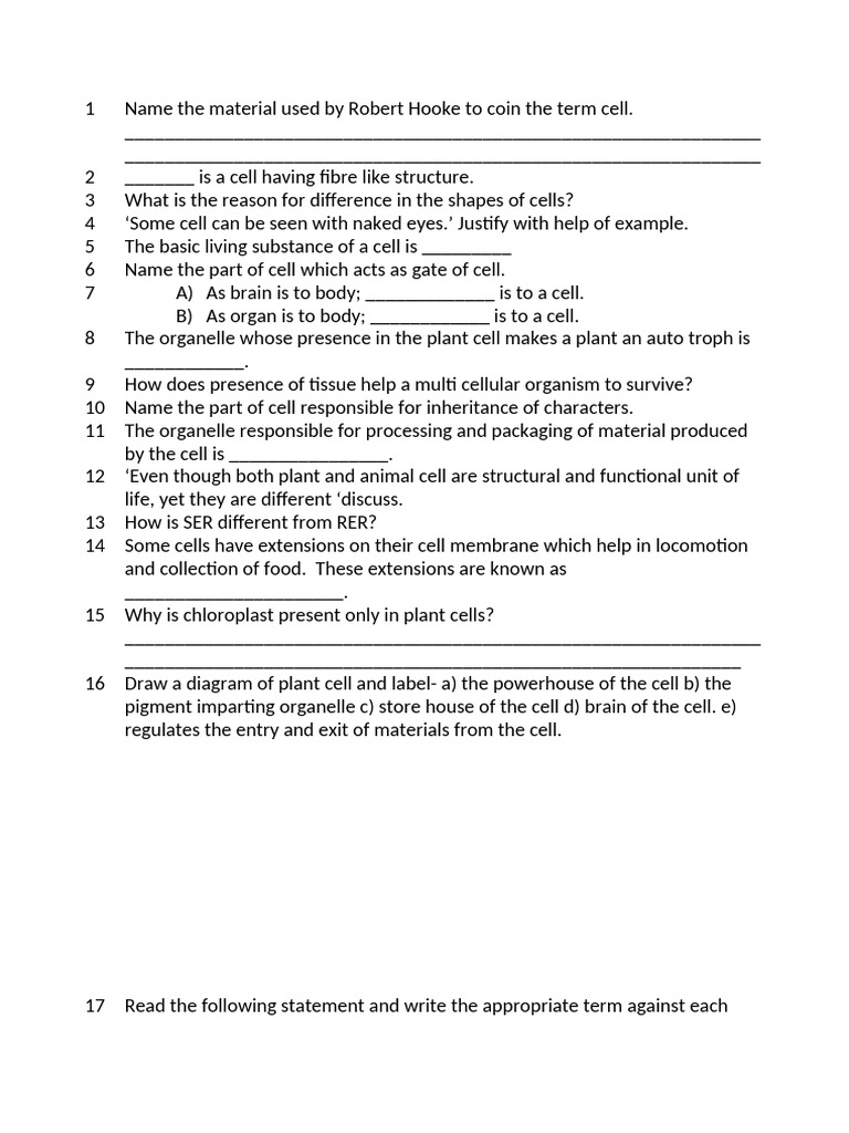 Cell and Its Basic Structure Q | PDF | Cell (Biology) | Cell Nucleus