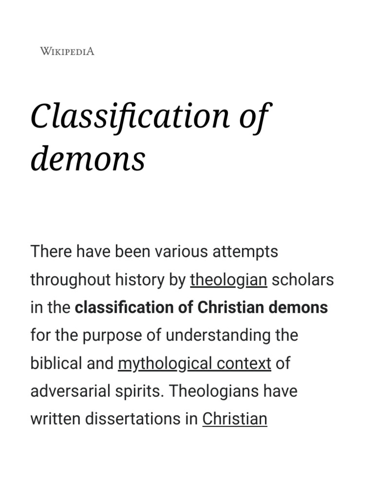 Classification of Demons - Wikipedia | PDF | Demons | Occult
