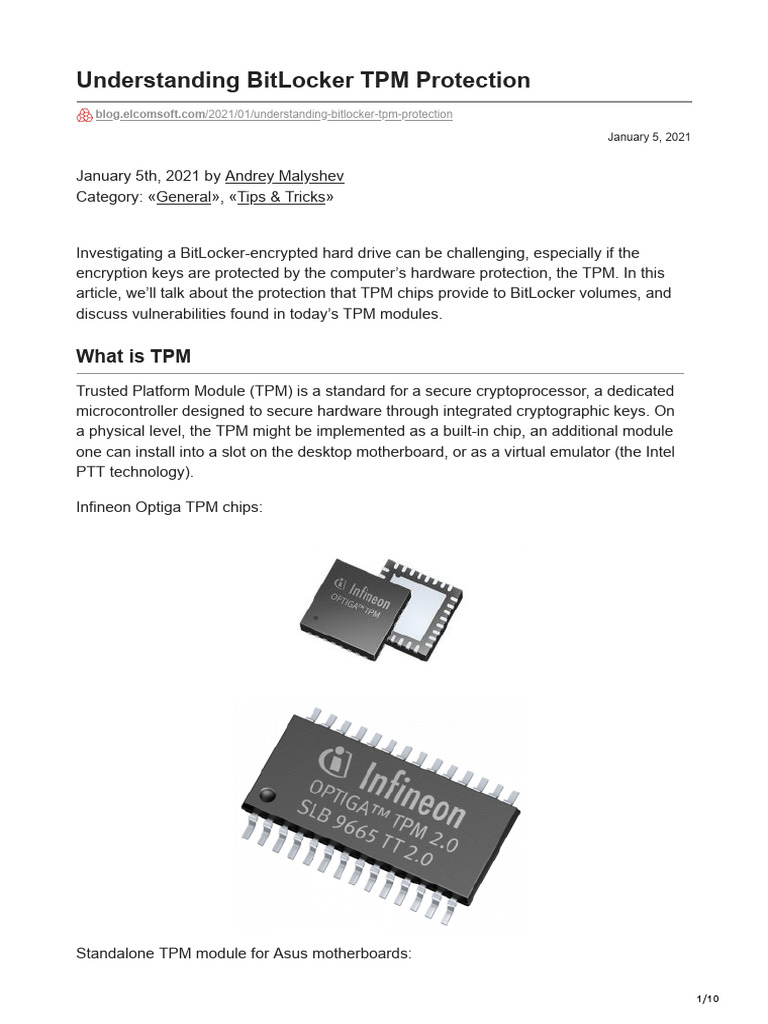 Understanding BitLocker TPM Protection | PDF | Booting | Bios