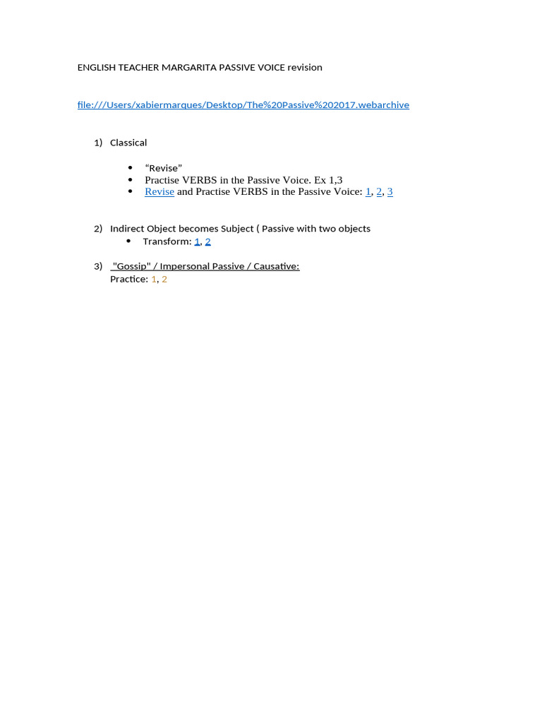 Passive Voice Revision for Teachers | PDF
