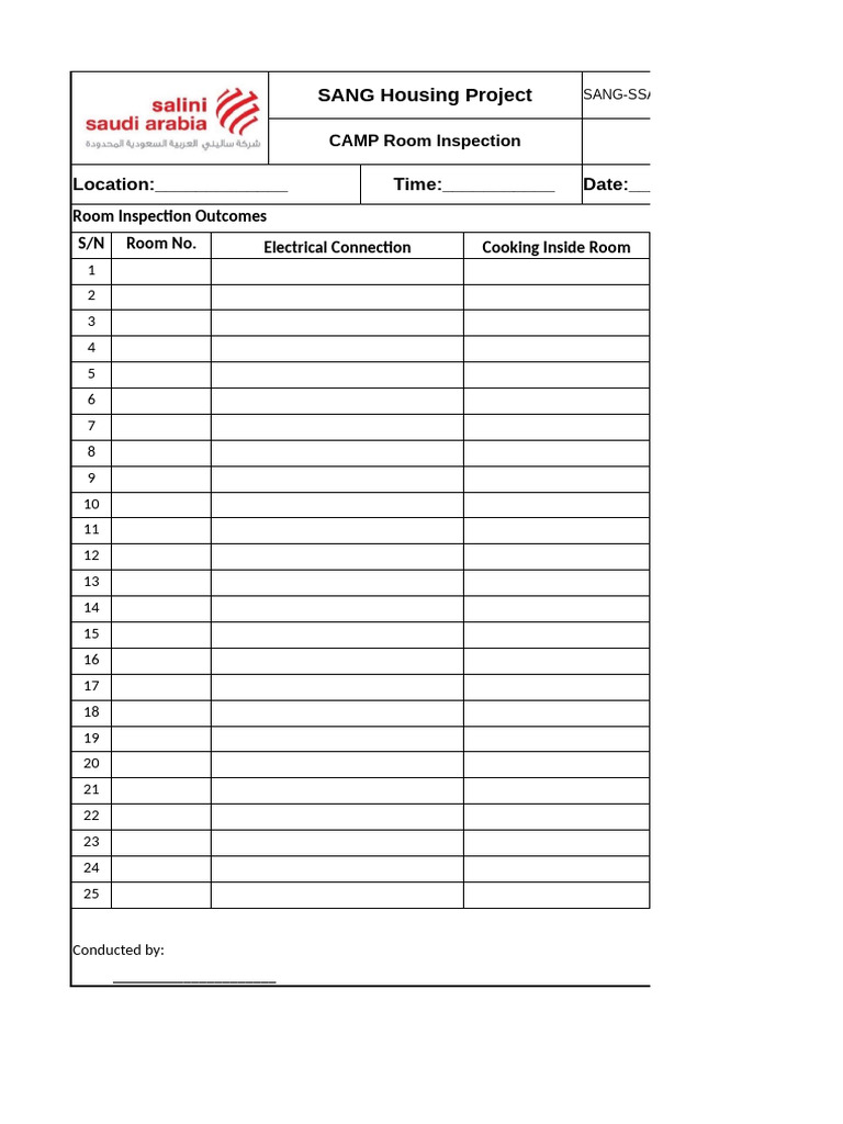 Housing Project Room Inspection | PDF