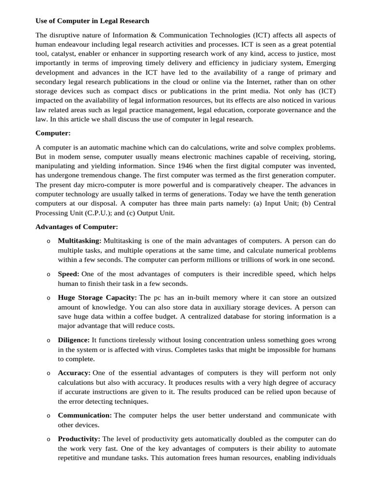 Enhancing Legal Research with Computers | PDF | Information | Data