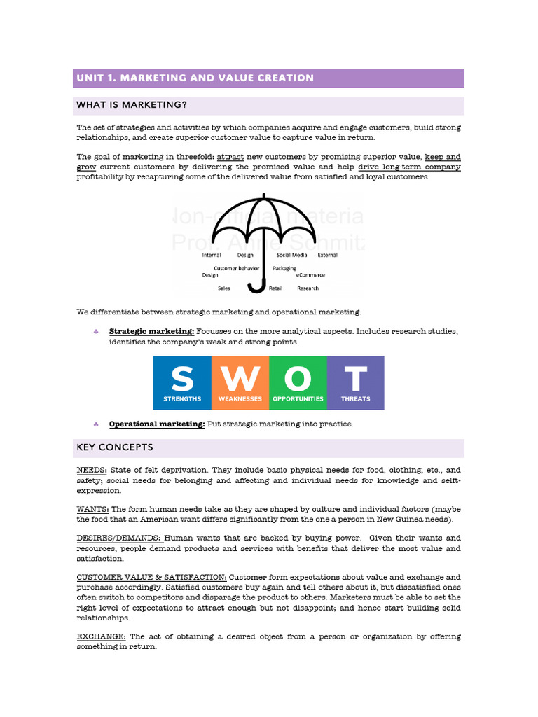 UNIT 1_MARKETING | PDF | Marketing | Marketing Strategy