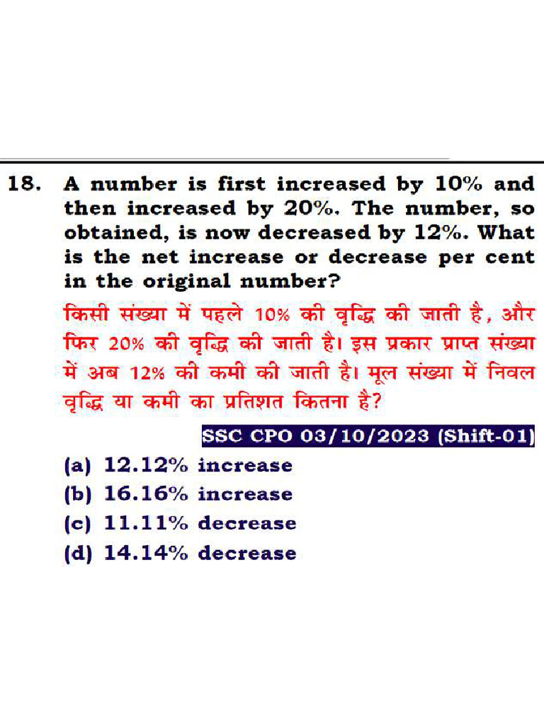 Percentage Ques | PDF