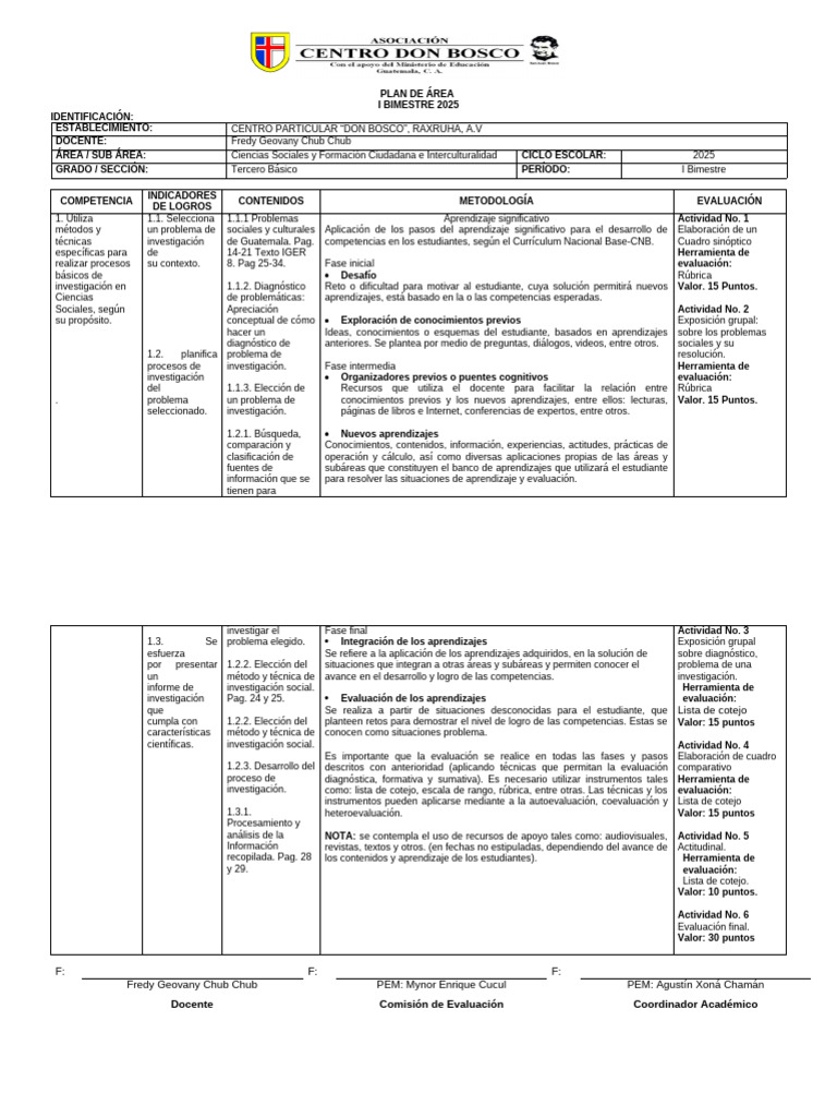 3ro. Básico. 2025 | PDF | Evaluación | Plan de estudios