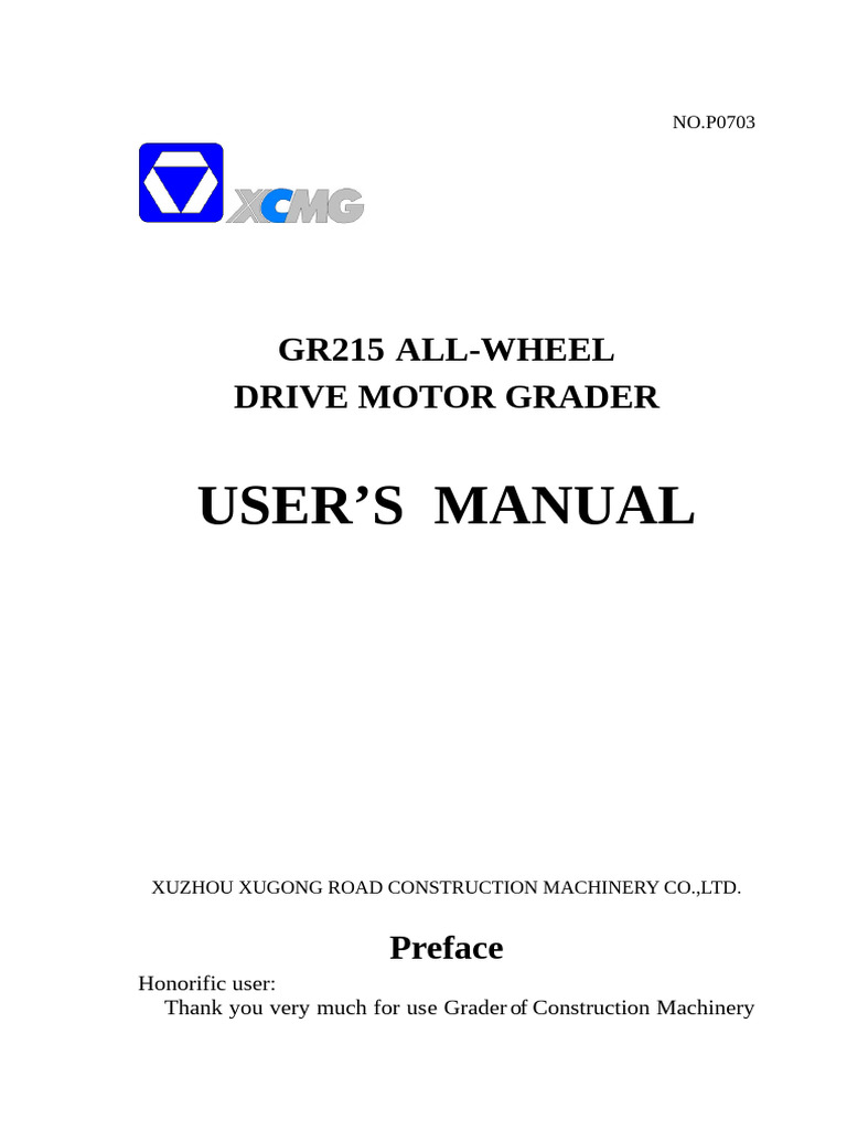 GR215 All-Wheel Drive Grader Manual | PDF | Fires | Welding