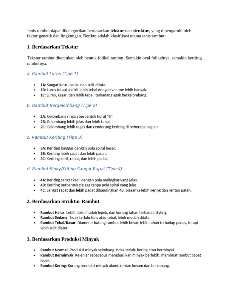 Jenis Rambut | PDF
