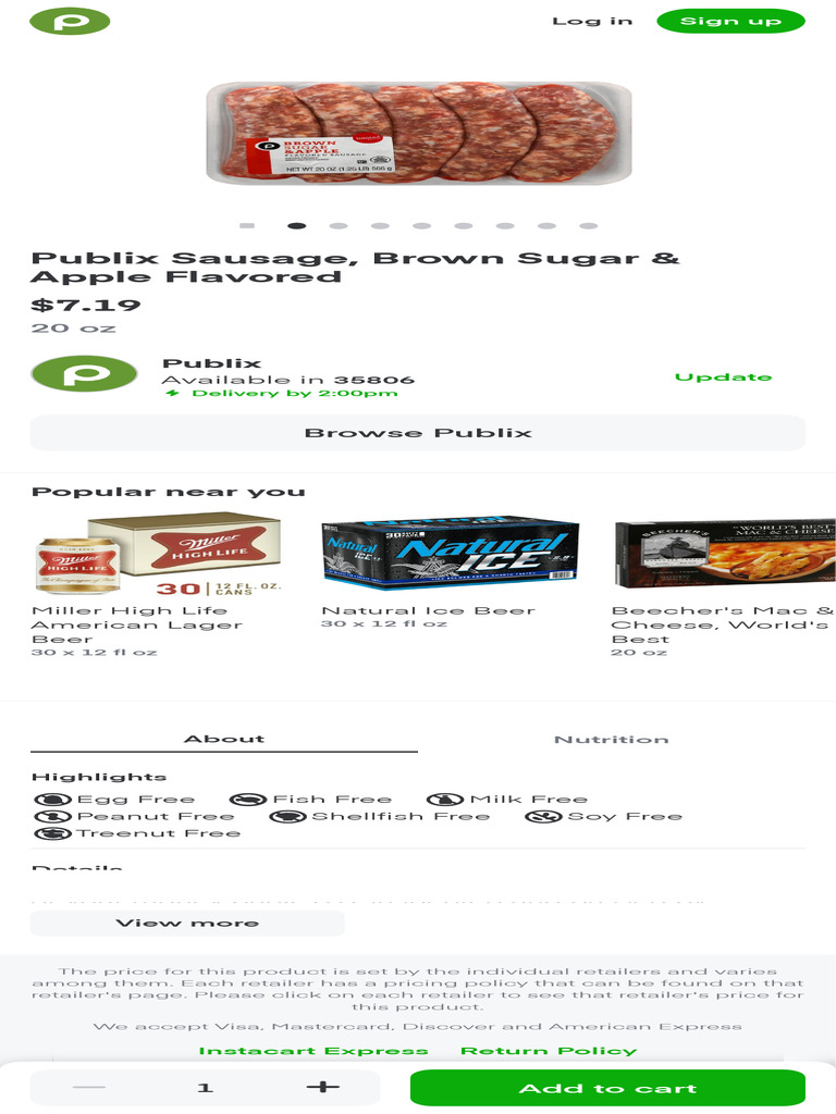 Publix Sausage, Brown Sugar & Apple Flavored | PDF