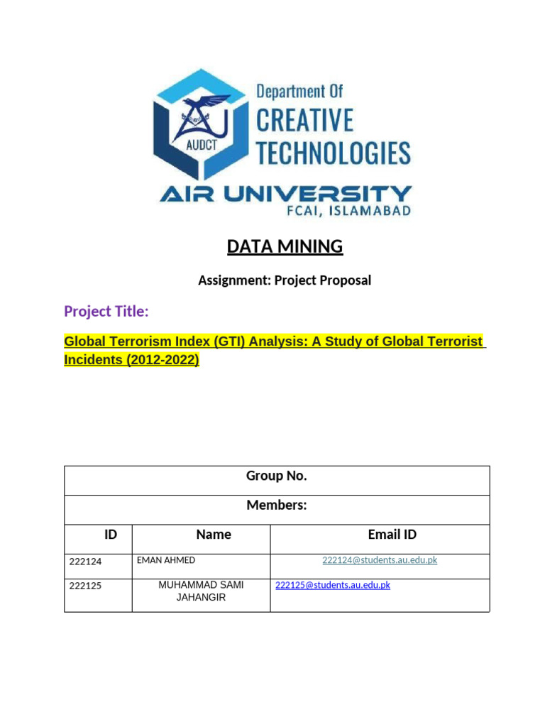 DATAMINING-PROJECT PROPOSAL | PDF | Data Analysis | Statistical Analysis