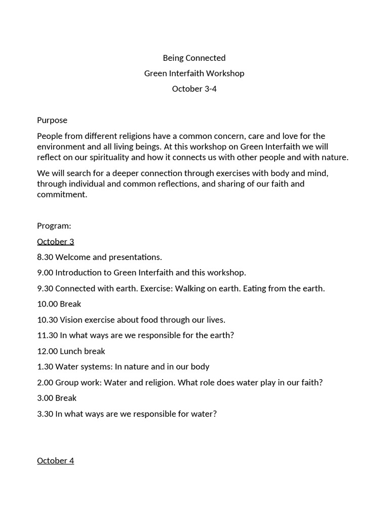 Being Connected. Purpose and Program. | PDF