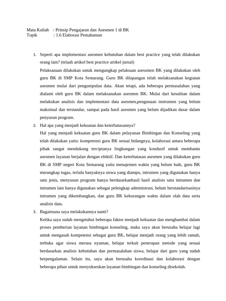 PPA T1. 6 Elaborasi Pemahaman | PDF