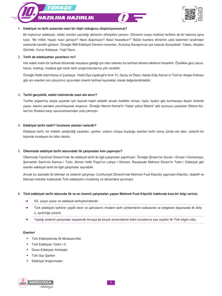 1001 Tde 1. Dönem Yaziliya Hazirlik | PDF