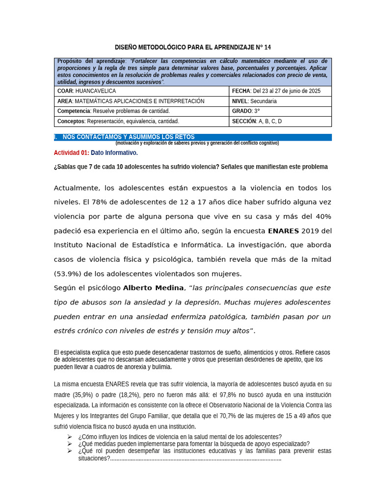 DMpA N°14 - TERCERO - 2025 | PDF | Porcentaje | Estadísticas
