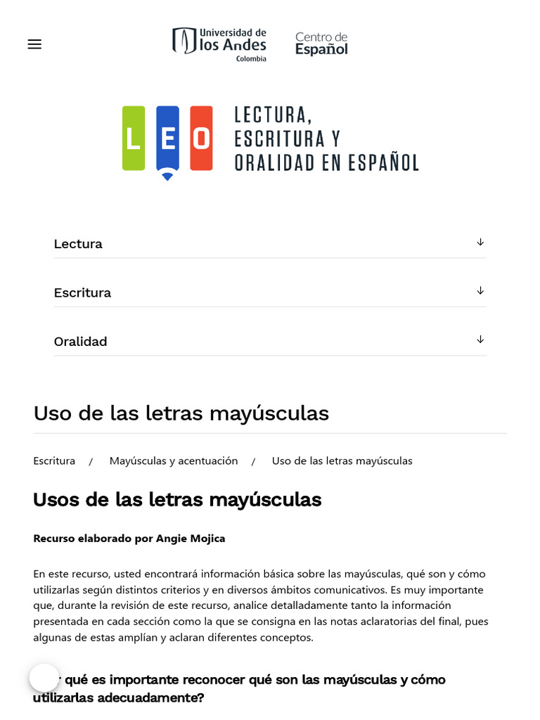 Uso de Las Letras Mayúsculas | PDF | Caso de carta | Puntuación