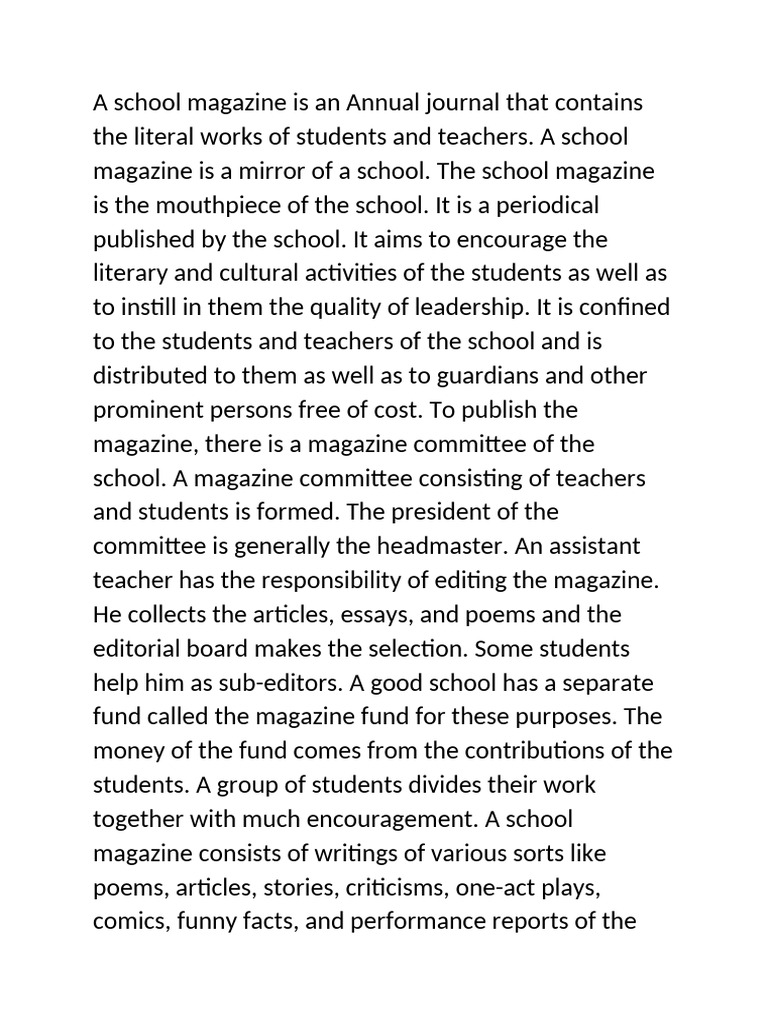A school magazine | PDF | Magazines | Written Communication