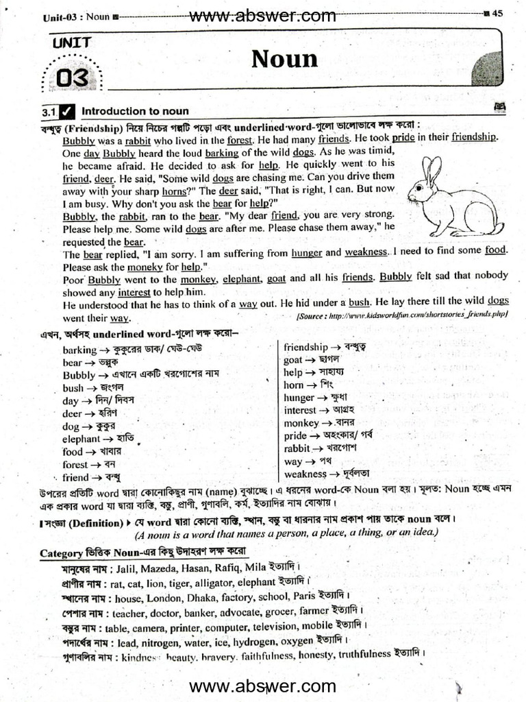 Unit 03 (Noun) - Class 8 English 2nd Guide | PDF