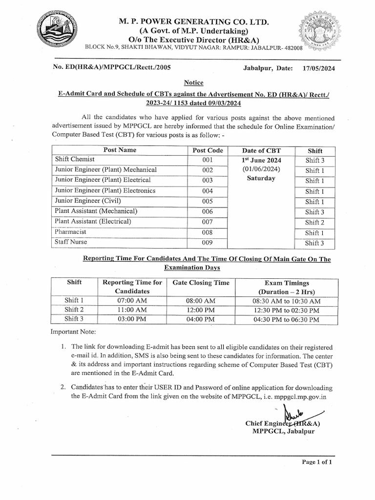CBT Notice Date Time ADVT 1153 DTD 09032024 | PDF