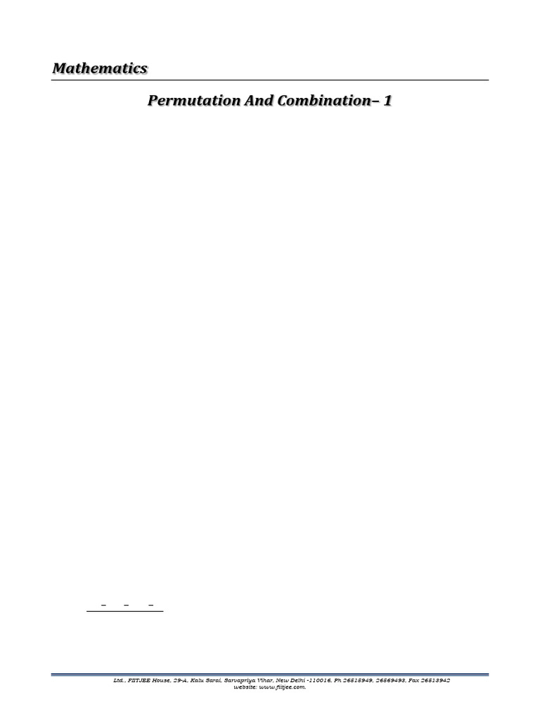 Permutation and Combination | PDF | Numbers | Mathematics