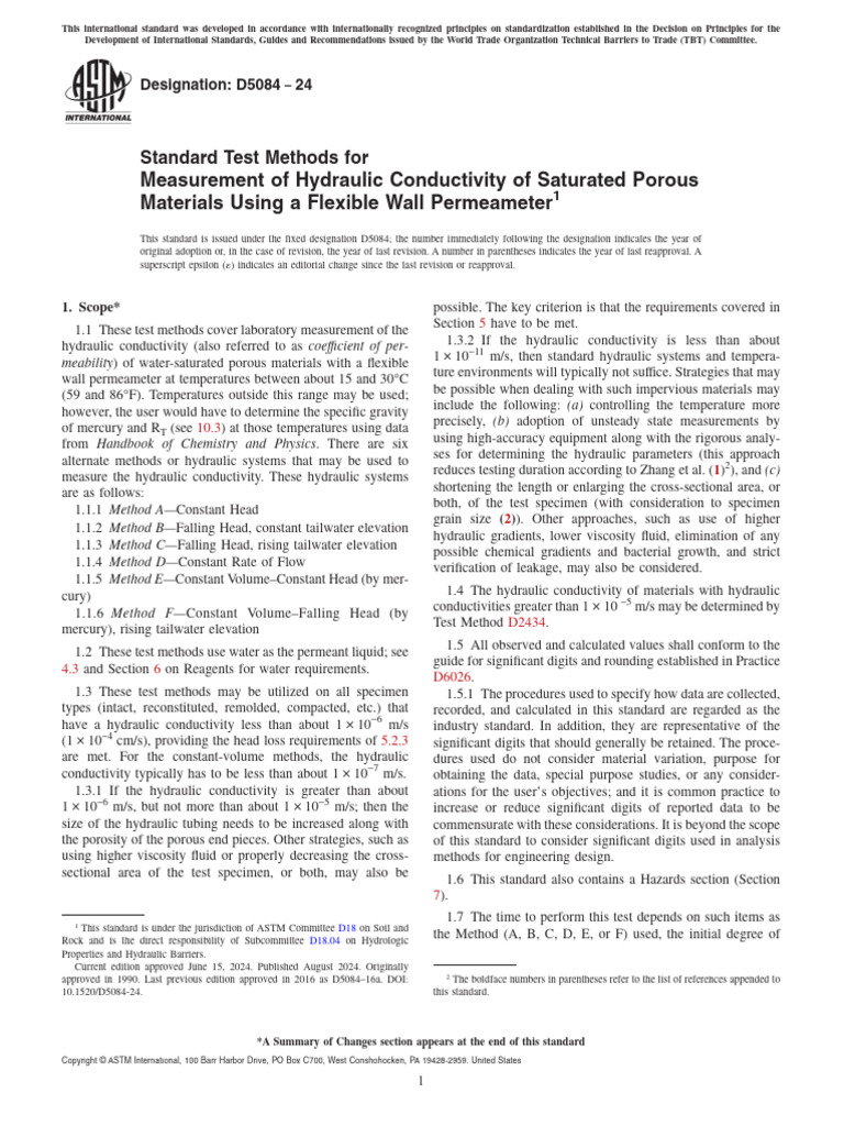 Astm D5084 24 | PDF | Porosity | Electrical Resistivity And Conductivity