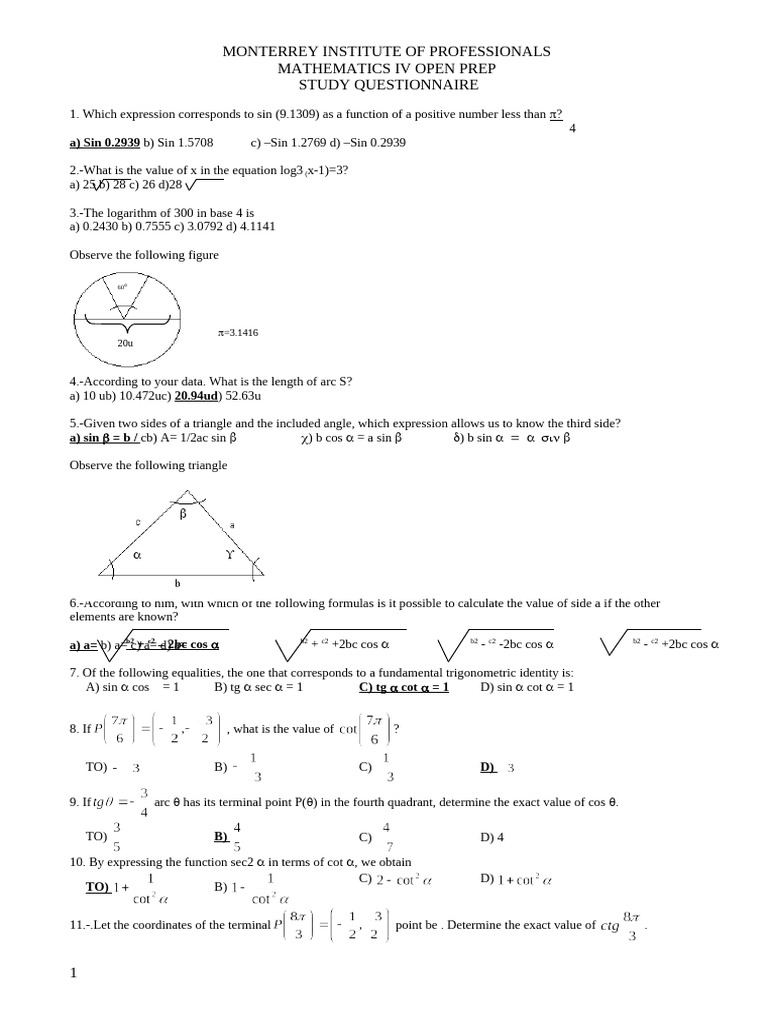 Mathematics Guide 4 Answered MEGA | PDF | Angle | Pi