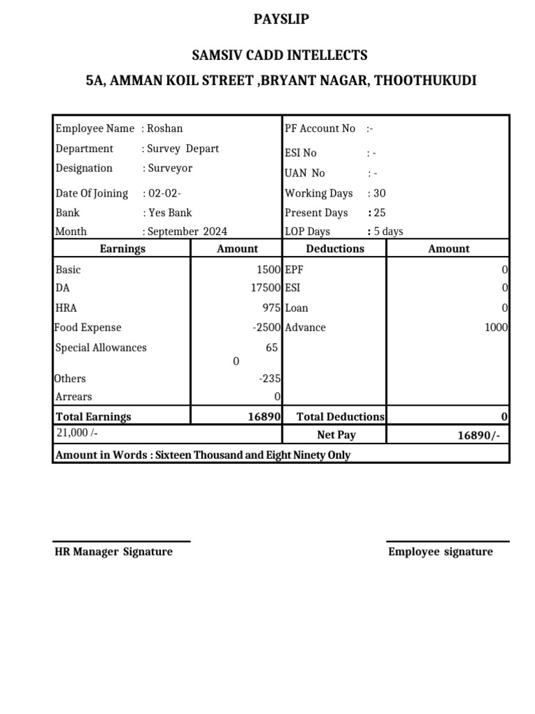 ROSHAN K -PAYSLIP (1) | PDF