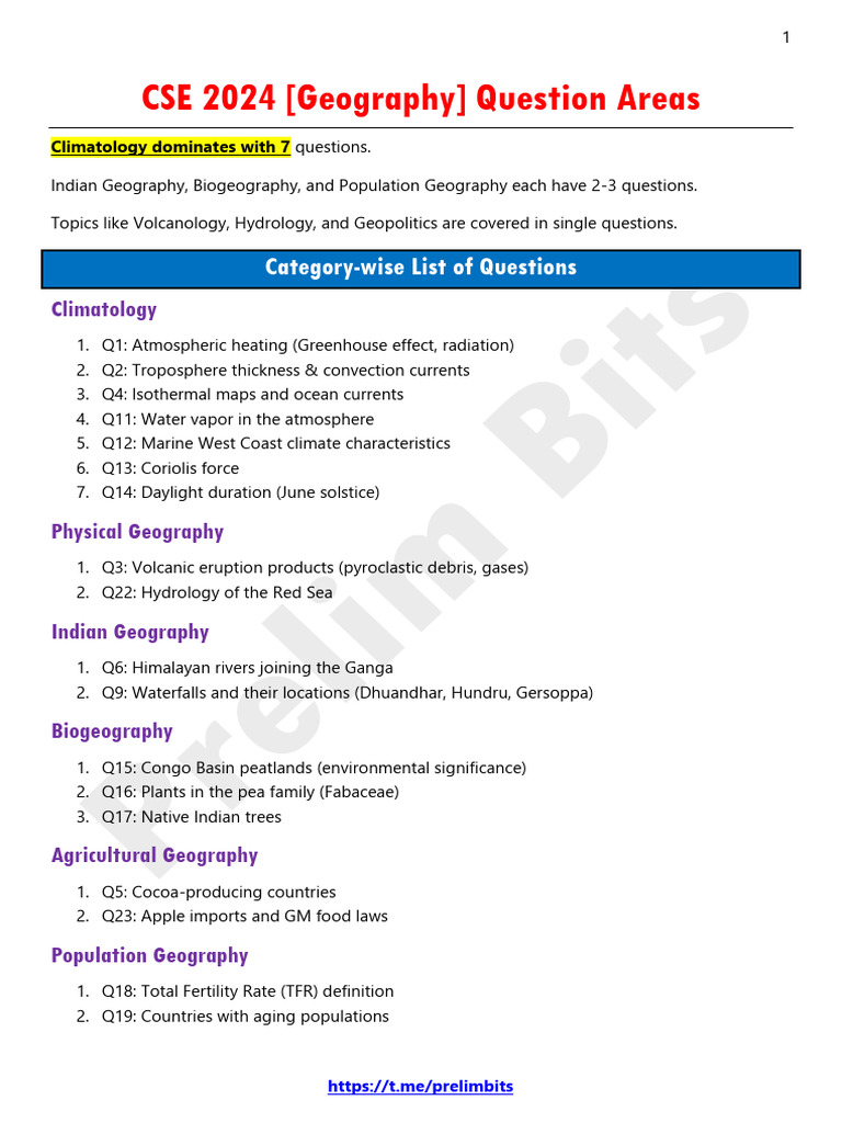 CSE 2024 Geography Question Breakdown | PDF | Climatology | Climate