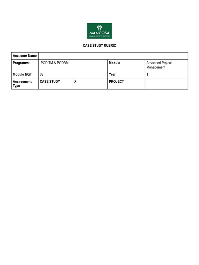 Rubric CSTUDY Jan24 PGDIT APM8 Final 20240424135517 | PDF | Concept ...