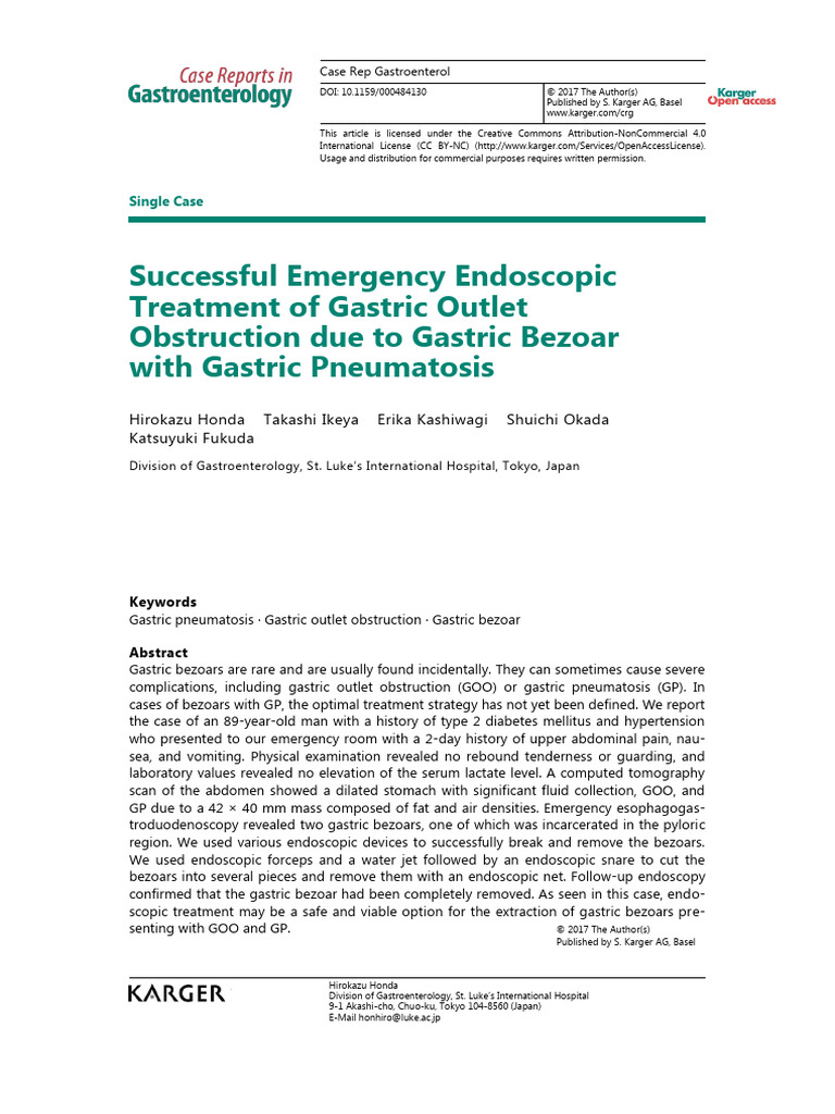 Successful Emergency Endoscopic Treatment of Gastr | PDF | Stomach ...