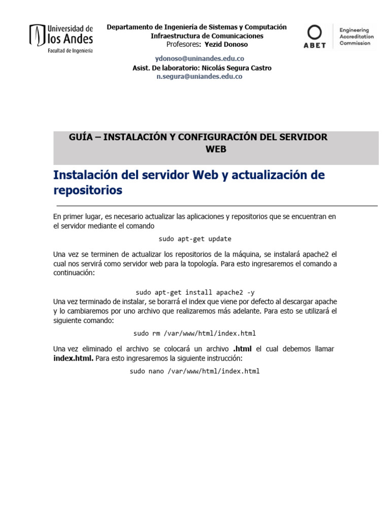 Guía #2 - Instalación y Configuración Del Servidor Web | PDF | Servidor HTTP Apache | Servidor web
